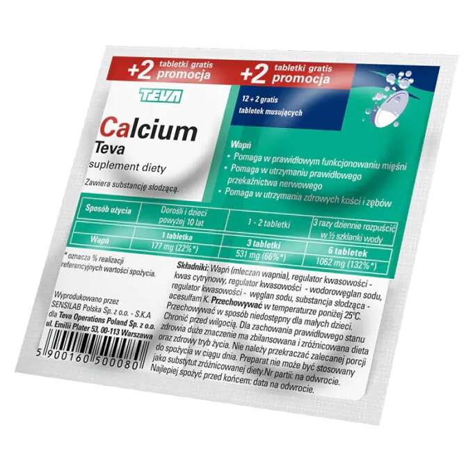 Calcium Teva 14 tabletek musujących - manada.pl